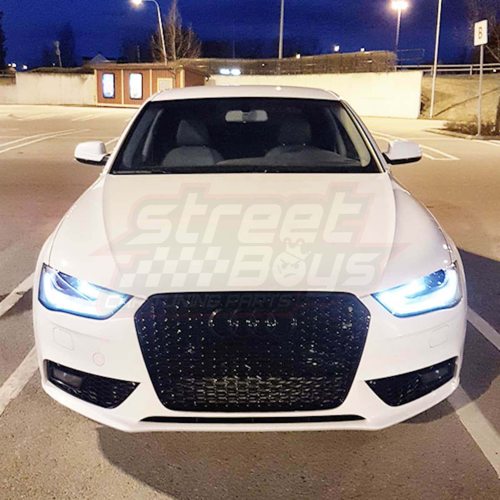 ΜΑΣΚΑ [RS4 TYPE] ΜΑΥΡΗ ΓΥΑΛΙΣΤΕΡΗ ΓΡΙΛΙΑ ΜΠΡΟΣΤΑ ΠΡΟΦΥΛΑΚΤΗΡΑ AUDI A4 ...