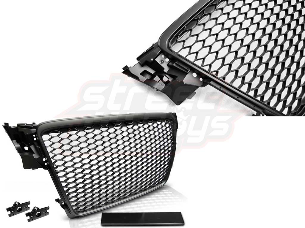 ΜΑΣΚΑ [RS4 TYPE] ΜΑΥΡΗ ΜΑΤ ΓΡΙΛΙΑ ΜΠΡΟΣΤΑ ΠΡΟΦΥΛΑΚΤΗΡΑ AUDI A4 S4 B8 ...