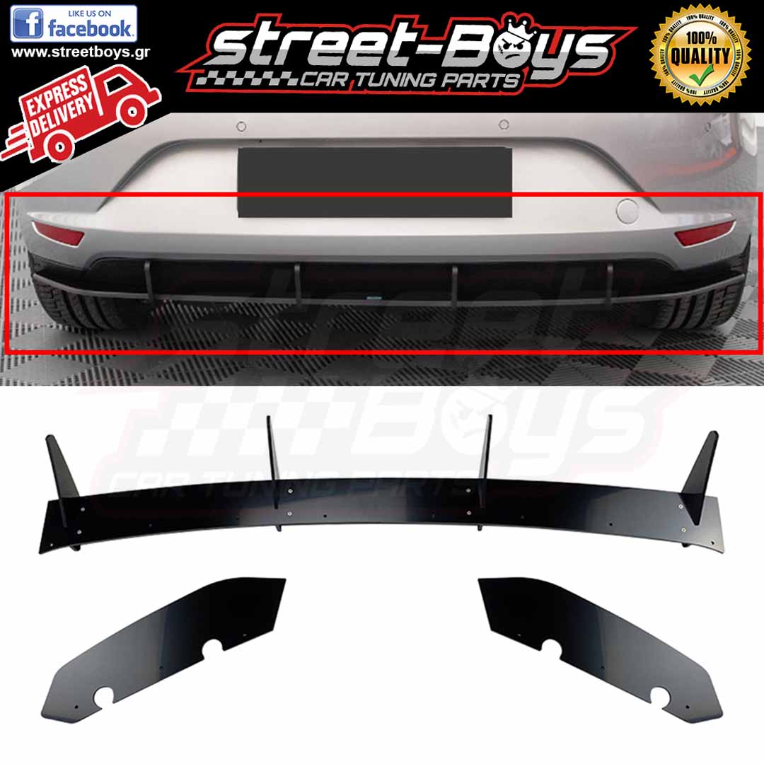 SPOILER ΔΙΑΧΥΤΗΣ ΠΙΣΩ ΠΡΟΦΥΛΑΚΤΗΡΑ SEAT LEON MK3 5F - STREET BOYS - CAR ...