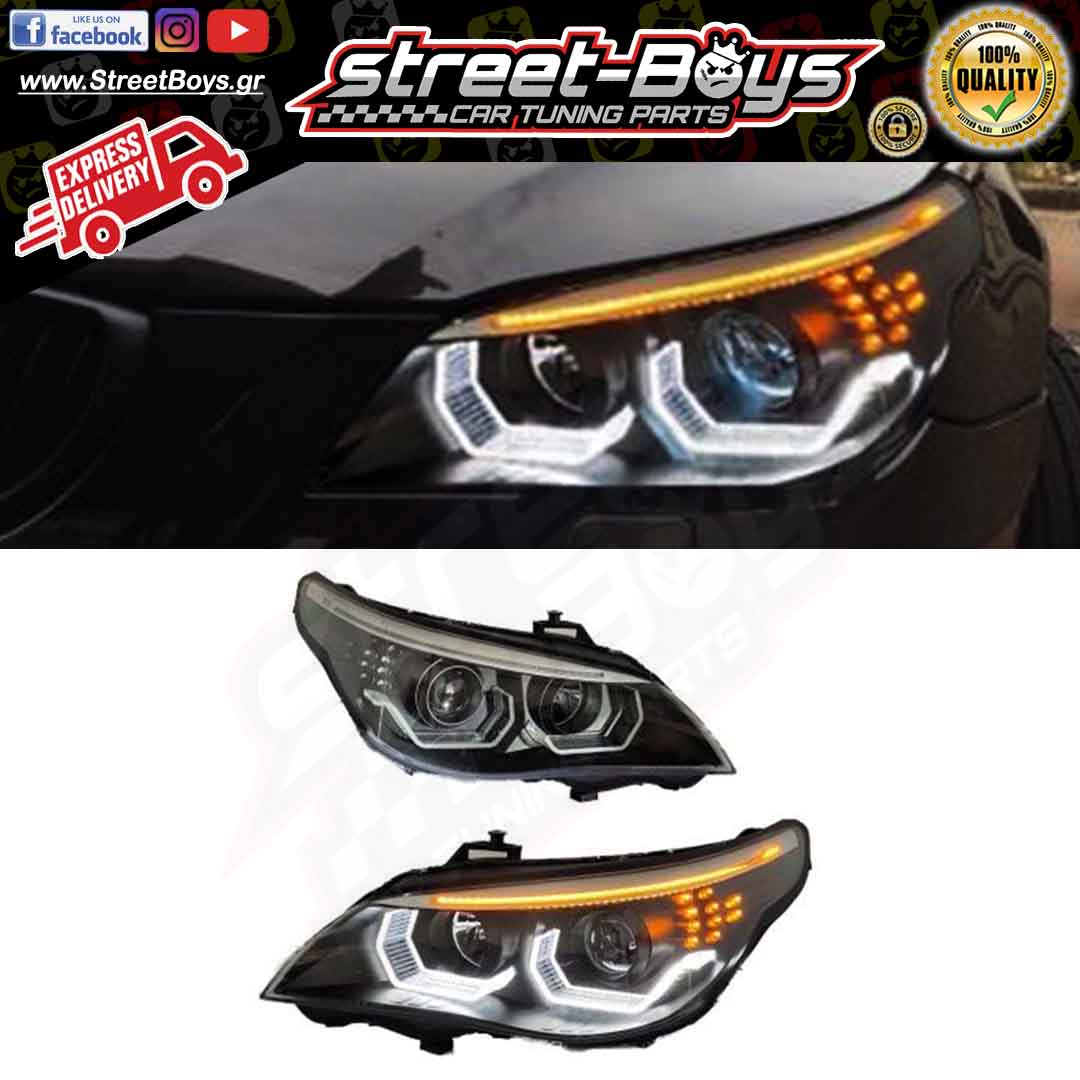 ΜΠΡΟΣΤΑ ΦΑΝΑΡΙΑ ΜΑΥΡΑ 3D ANGEL EYES BMW E60 E61 (2003-2007) - STREET ...