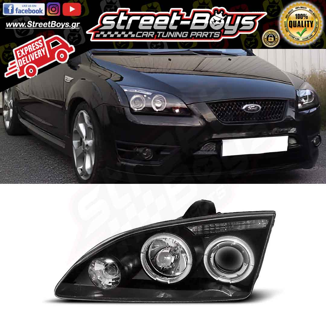 ΜΠΡΟΣΤΑ ΦΑΝΑΡΙΑ ΜΑΥΡΑ ANGEL EYES FORD FOCUS MK2 (2004-2008) - STREET ...