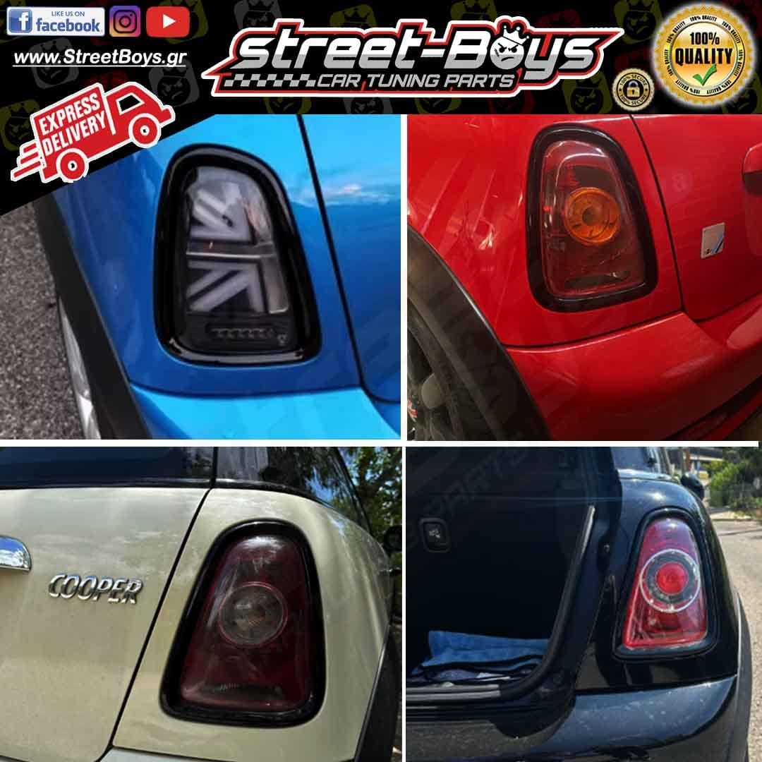 ΣΤΕΦΑΝΙΑ ΜΑΥΡΟ ΓΥΑΛΙΣΤΕΡΟ TRIM ΓΙΑ ΠΙΣΩ ΦΑΝΑΡΙΑ MINI COOPER R55 R56 R57 ...