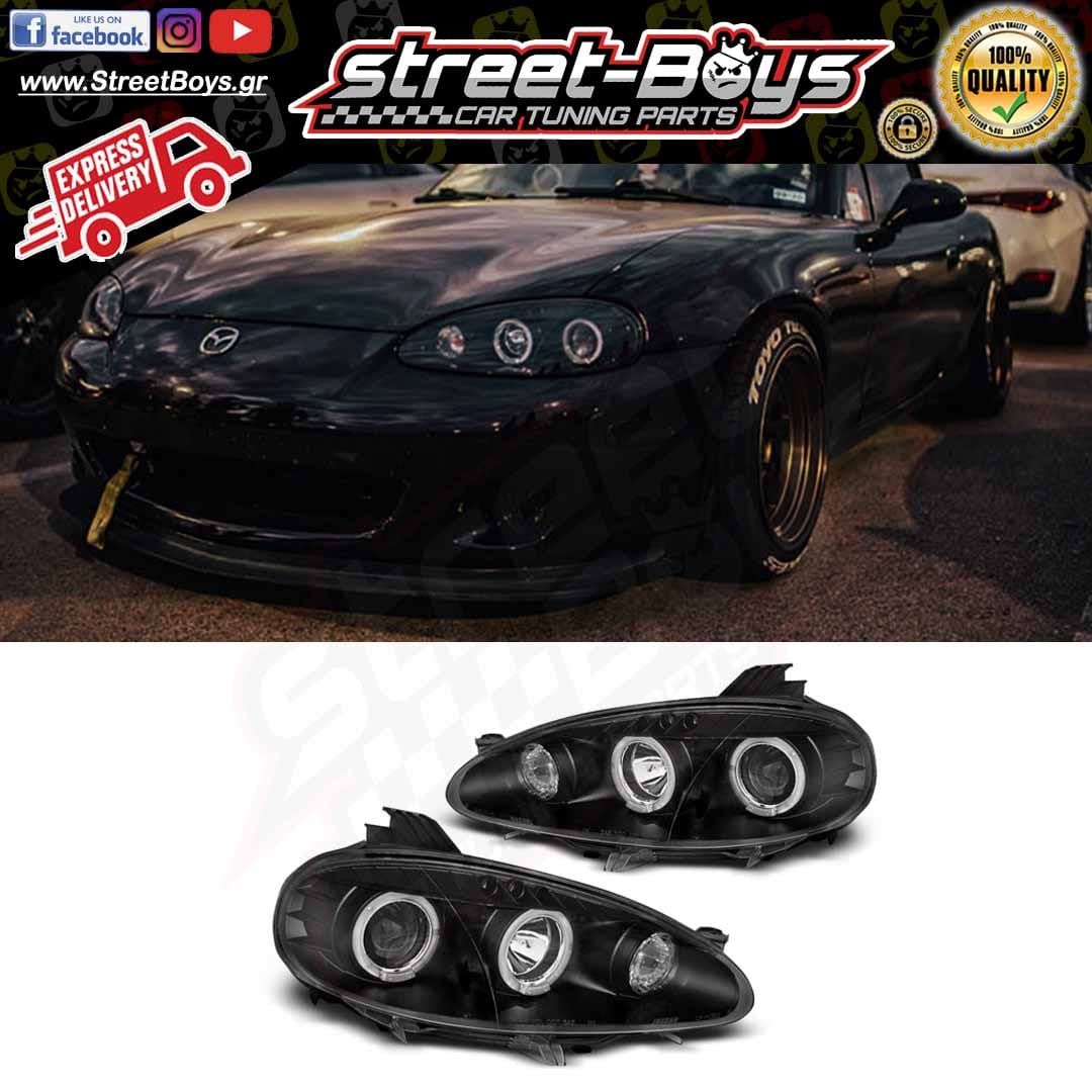 ΜΠΡΟΣΤΑ ΦΑΝΑΡΙΑ ΜΑΥΡΑ ANGEL EYES MAZDA MX5 NB (2001-2005) - STREET BOYS ...