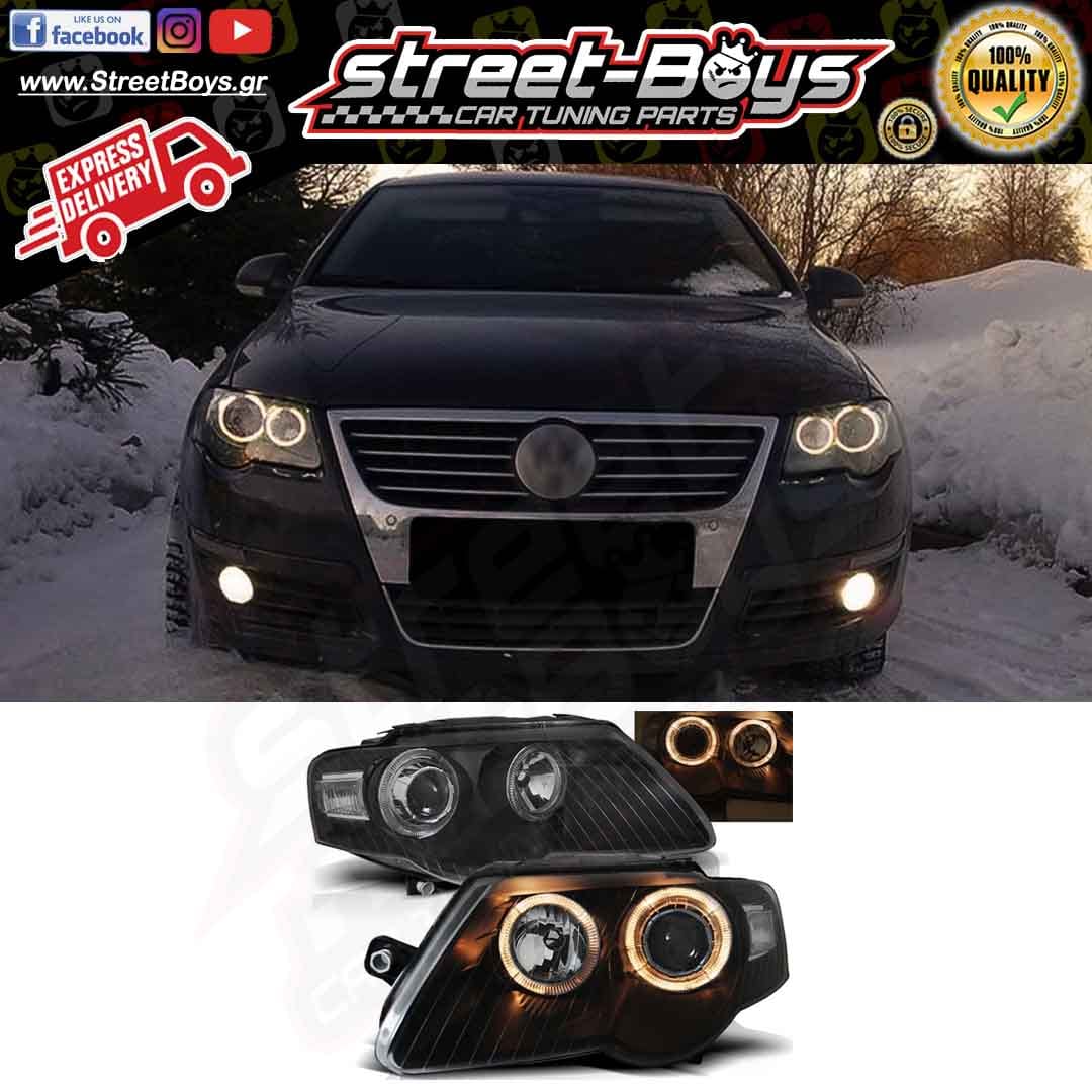 ΜΠΡΟΣΤΑ ΦΑΝΑΡΙΑ ΜΑΥΡΑ ANGEL EYES VW PASSAT B6 (2005-2010) - STREET BOYS ...