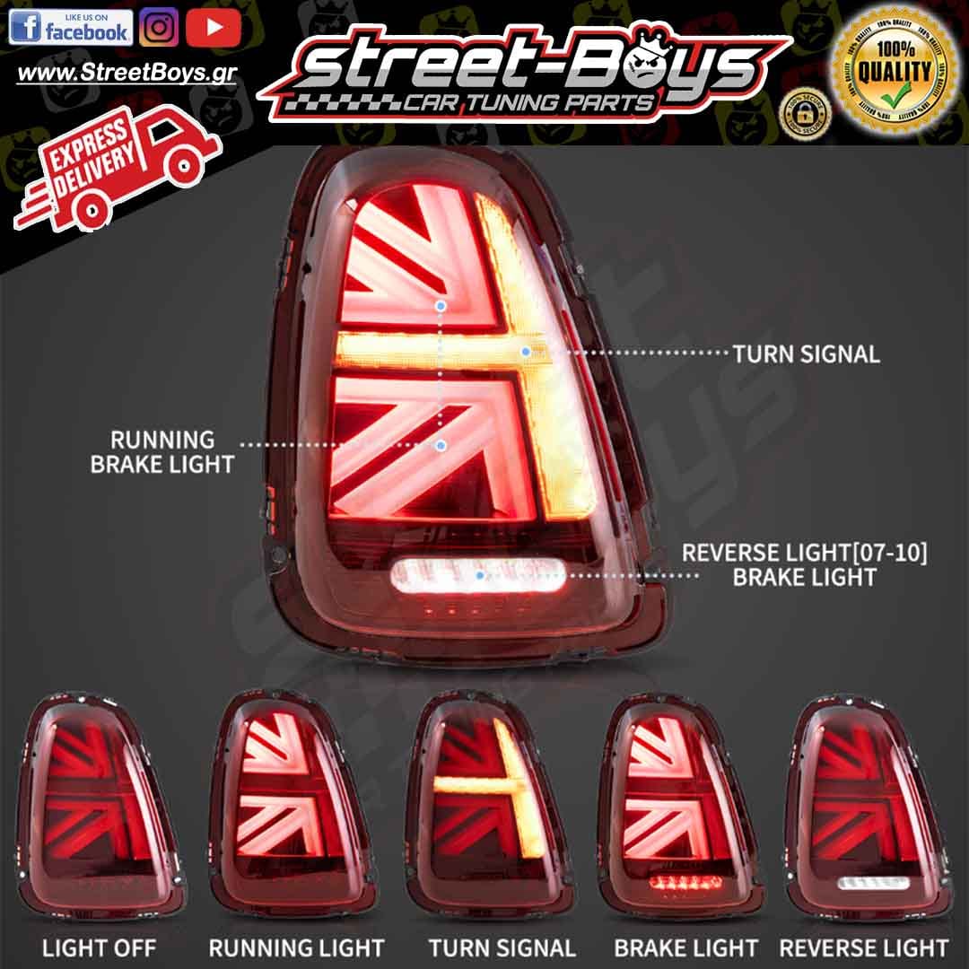 ΠΙΣΩ ΦΑΝΑΡΙΑ UK RED DYNAMIC LED MINI COOPER R55 R56 R57 R58 R59 (2007 ...