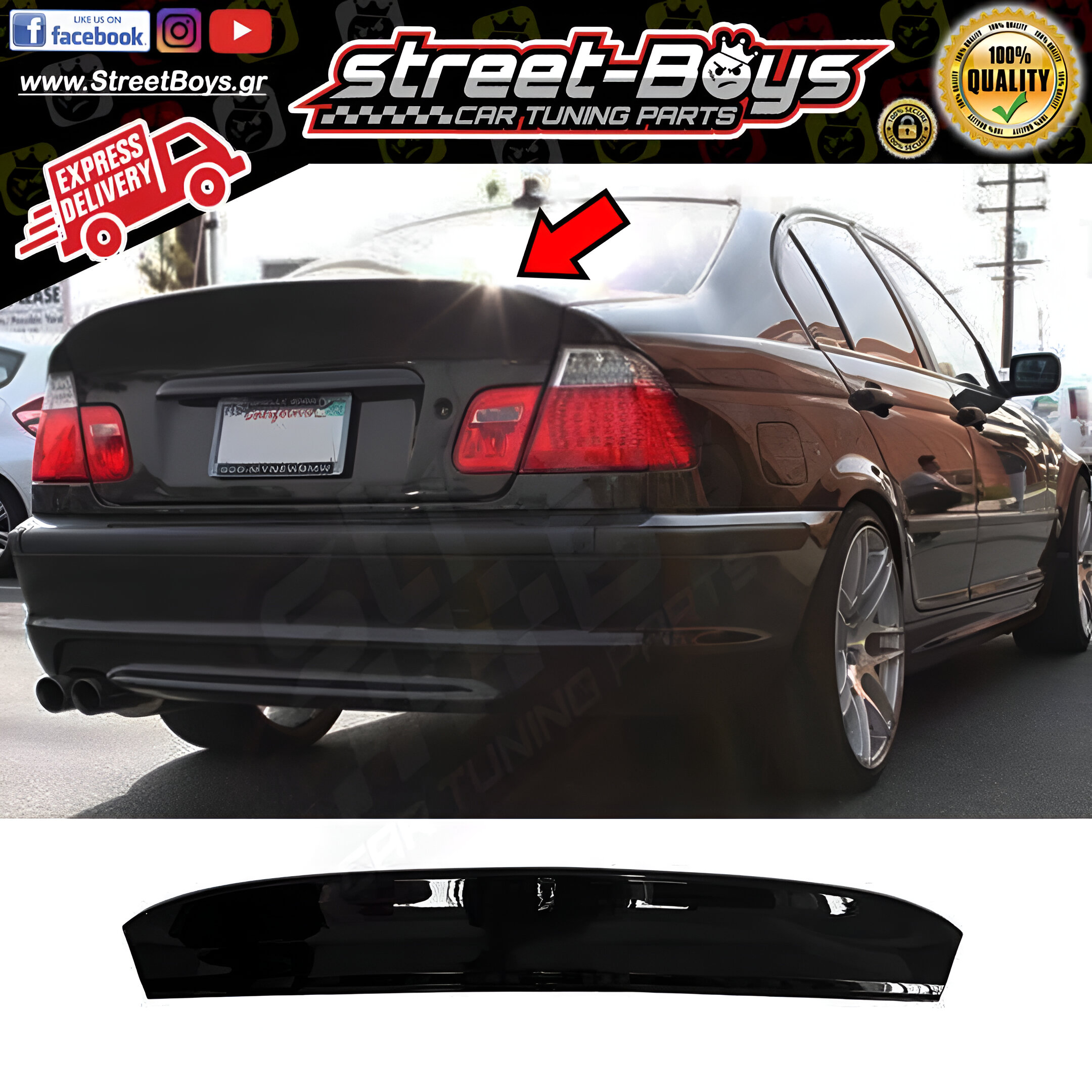 ΑΕΡΟΤΟΜΗ [CSL TYPE] SPOILER BMW E46 SEDAN - STREET BOYS - CAR TUNING SHOP