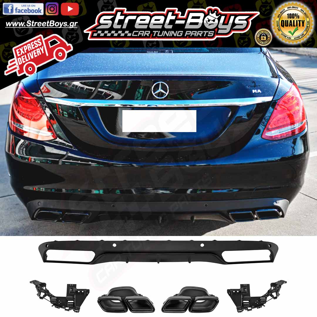 SPOILER [C63 TYPE] ΔΙΑΧΥΤΗΣ ΠΙΣΩ ΠΡΟΦΥΛΑΚΤΗΡΑ ΜΕ ΜΑΥΡΕΣ ΜΠΟΥΚΕΣ ...