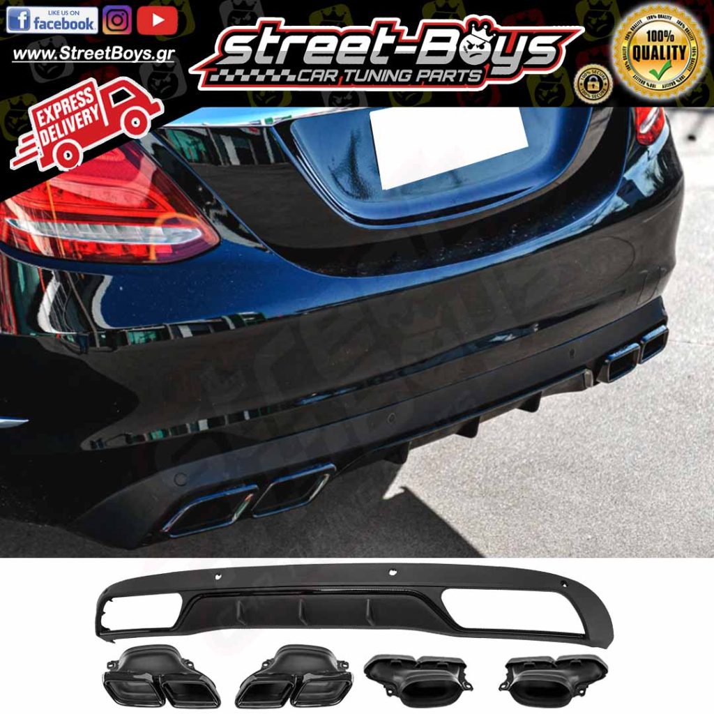 SPOILER [C63 TYPE] ΔΙΑΧΥΤΗΣ ΠΙΣΩ ΠΡΟΦΥΛΑΚΤΗΡΑ ΜΕ ΜΑΥΡΕΣ ΜΠΟΥΚΕΣ ...