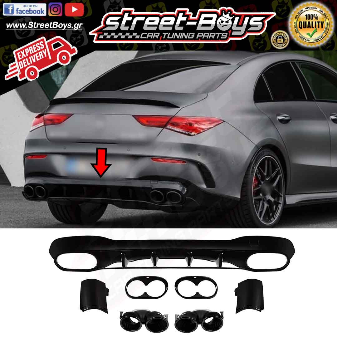 SPOILER [CLA 45 TYPE] ΔΙΑΧΥΤΗΣ ΠΙΣΩ ΠΡΟΦΥΛΑΚΤΗΡΑ ΜΕ ΜΑΥΡΕΣ ΜΠΟΥΚΕΣ ...