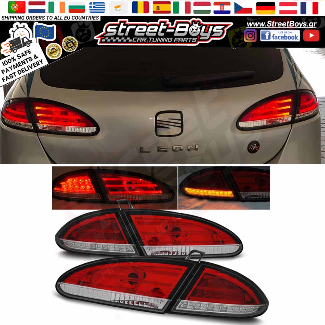 ΠΙΣΩ ΦΑΝΑΡΙΑ LED SEAT LEON 1P (2005-2009) - STREET BOYS - CAR TUNING SHOP